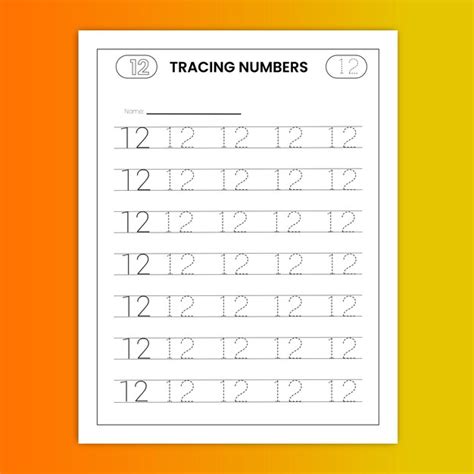 어린이를위한 숫자 추적 워크 시트 프리미엄 벡터