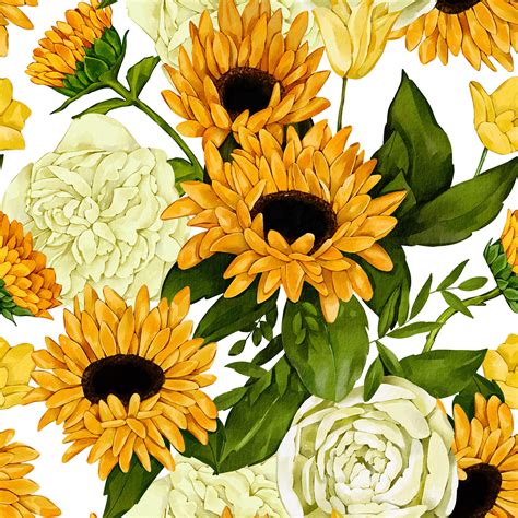 Sunflower Seamless Pattern Behance