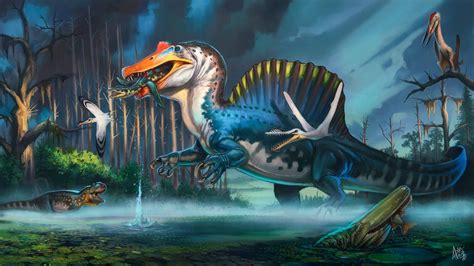 Spinosaurus River King Heitoresco Dinosaurier Kunst Zeichnung