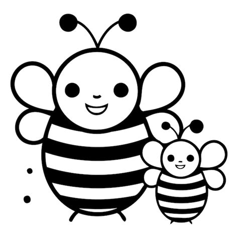 Une Jolie Abeille De Dessin Animé Et Un Bébé Abeille Illustration Vectorielle En Style Plat