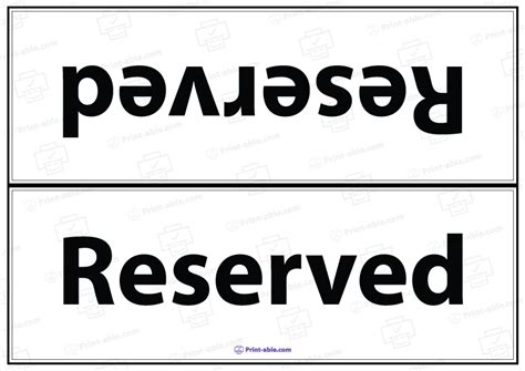 Printable Reserved Sign Template Printable World Map