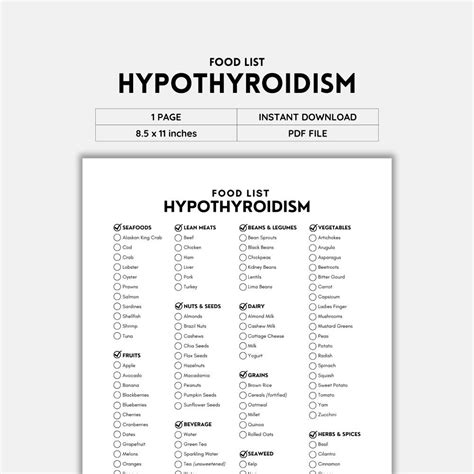 Hypothyroidism Food List Food Chart Hypothyroidism Diet Thyroid