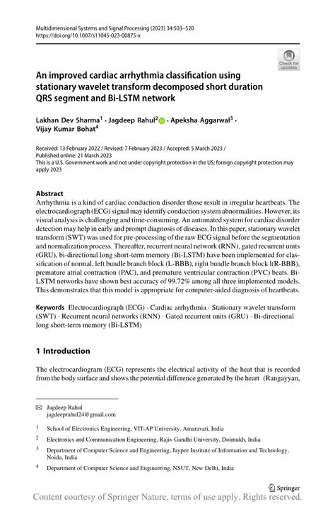 An Improved Cardiac Arrhythmia Classification Using Stationary Wavelet Transform Decomposed
