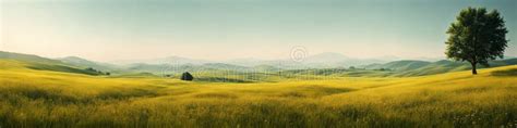 Endless Fields At Usk Digital Landscape Illustration Stock Image