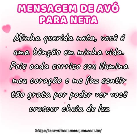 Mensagem de avó para neta