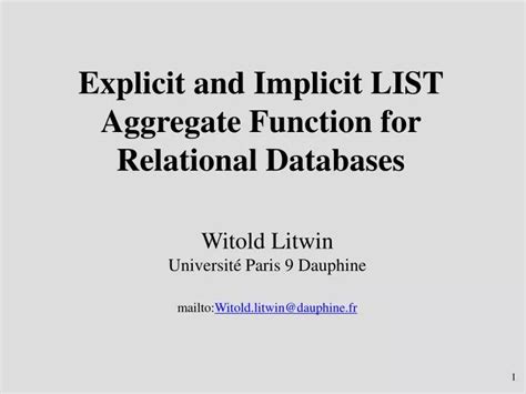 Ppt Explicit And Implicit List Aggregate Function For Relational