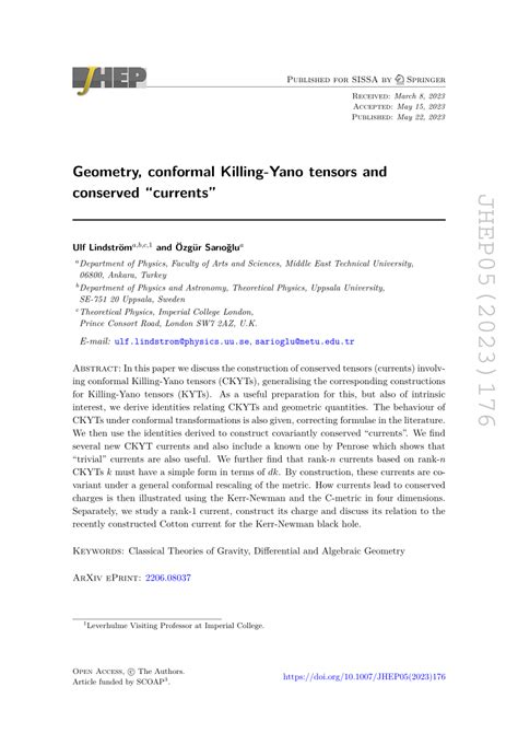 Pdf Geometry Conformal Killing Yano Tensors And Conserved “currents”