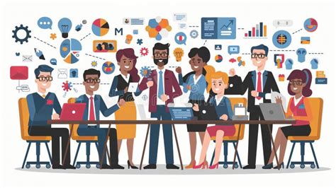 Diverse Business Team Collaboration Successful Strategy Meeting Data