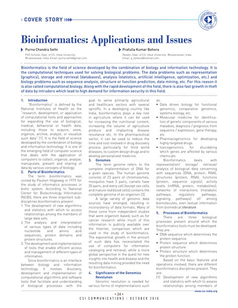 Pdf Bioinformatics Applications And Issues