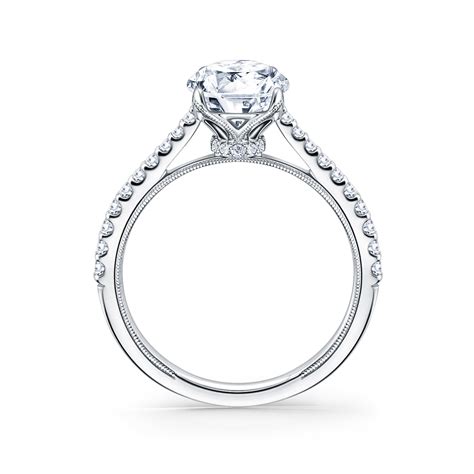 Cathedral Hidden Halo Solitaire Diamond Engagement Ring Kirk Kara