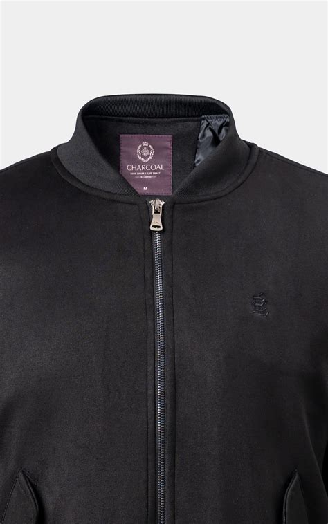 Shop Full Sleeves Black Suede Bomber Jacket For Men Online