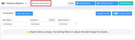 Backorder Items Report