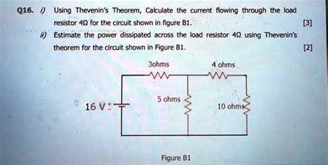 Q16 Using Thevenins Theorem Calculate The Current Flowing Through The