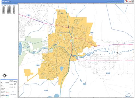 Pueblo Colorado Zip Code Wall Map Basic Style By Marketmaps Mapsales