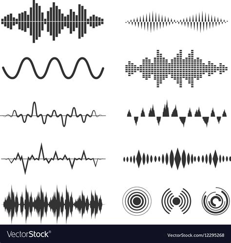 Signal Wave Set Analog Signals And Digital Vector Image