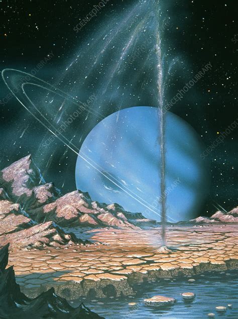 Geyser On Triton With Neptune In Background Stock Image R4200037