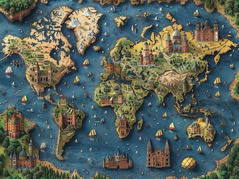 Premium Photo World Map In A Unique Digital Art Style