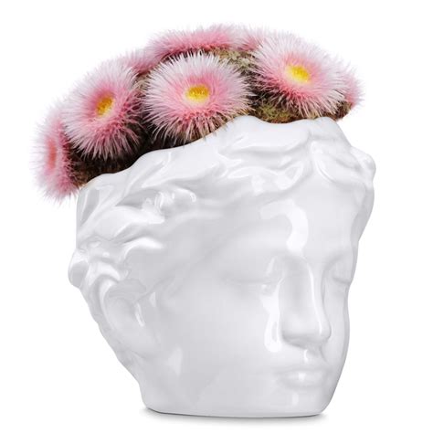 Domivka Small Head Planter Ceramic Face Planter Pots Succulent Pot Unique Planters For Indoor