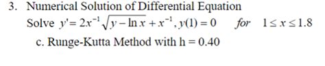 Solved Numerical Solution Of Differential Equation Solve Chegg