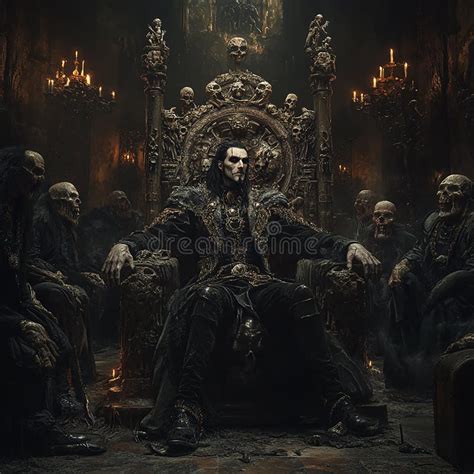 Ancient Vampire Lord Regal Vampire Throne Scene Stock Illustration
