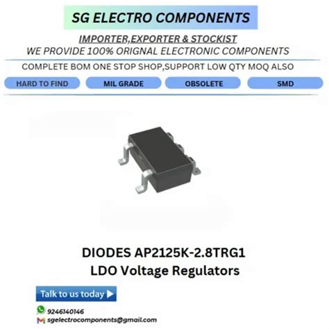 Diodes Ap2125k 2 8trg1 Ldo Voltage Regulators 3 3v At ₹ 3 Piece In