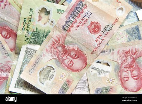 Vietnamese Dong Banknotes Close Up Money Background Vietnamese