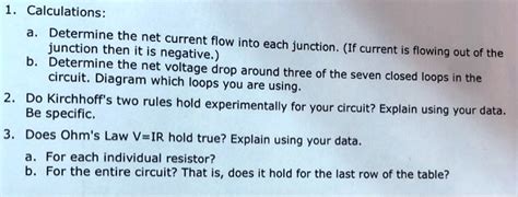 SOLVED Calculations Determine The Net Current Flow Into Junction Then It Is Negative Each