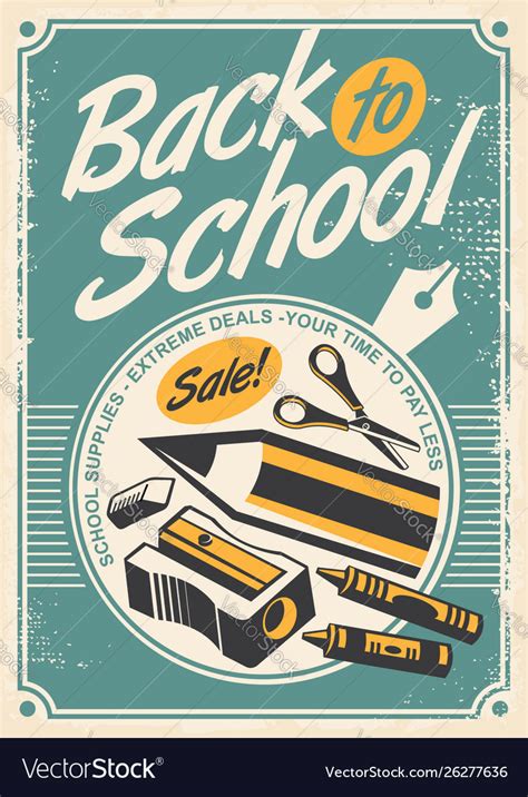 Back To School Promotional Retro Poster Design Vector Image