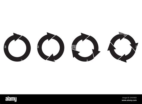 Circular Process Set Rotating Arrow Icons Black Cycle Symbols Vector