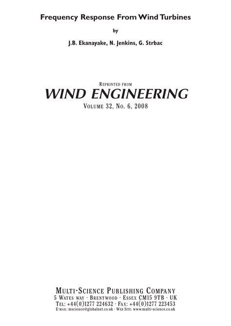 Pdf Frequency Response From Wind Turbines