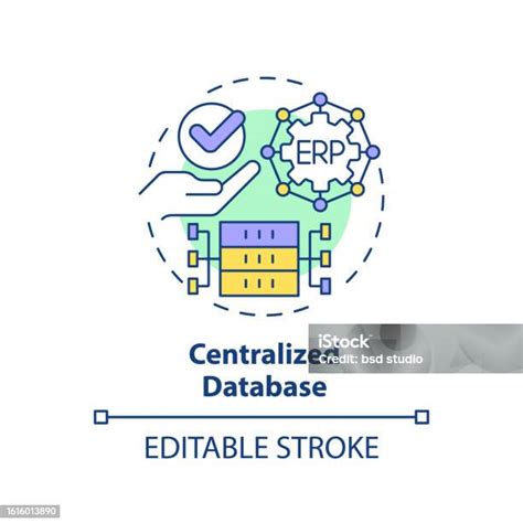 2d Customizable Centralized Database Line Icon Concept Stock
