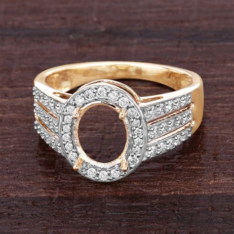 14k Gold Semi Mount Ring With Natural Diamonds Customizable Yellow