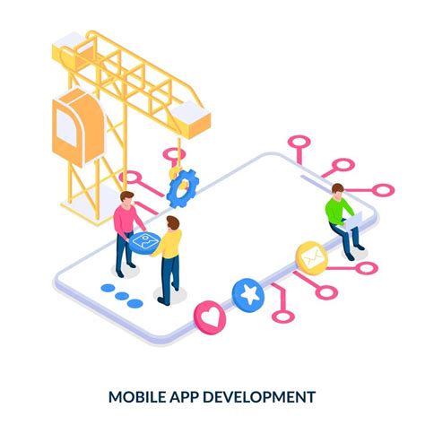 premium vector mobile app development isometric vector illustration on white background
