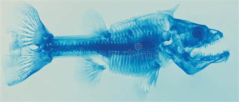 X Ray Showing Detailed Structure Of Fish Bones And Spines With