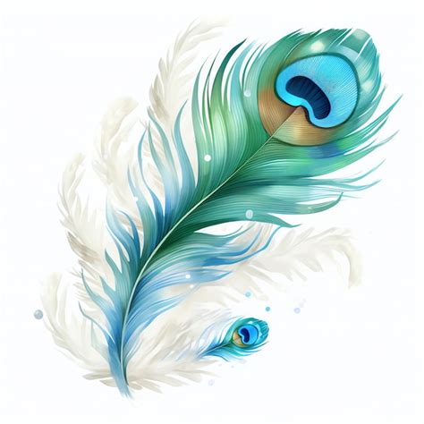 Premium Photo Beautiful White Feather Of A Peacock Clipart Illustration