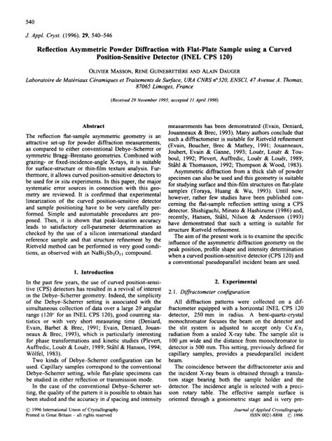 Pdf Reflection Asymmetric Powder Diffraction With Flat Plate Sample Using A Curved Position