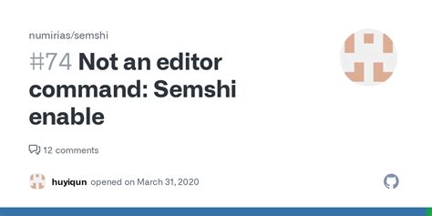 Not An Editor Command Semshi Enable · Issue 74 · Numiriassemshi · Github