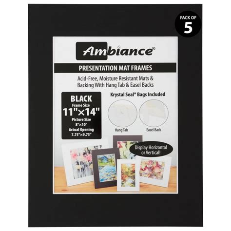Ambiance Presentation Mat Frame 11x14 Black Fits 7 34x9 34 Pic