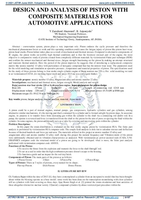 Pdf Design And Analysis Of Piston With Composite Materials For Automotive Applications