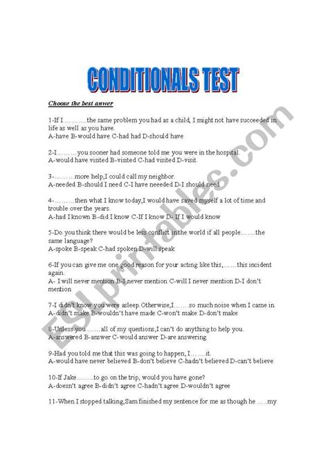 Conditionals Esl Worksheet By Heocoi