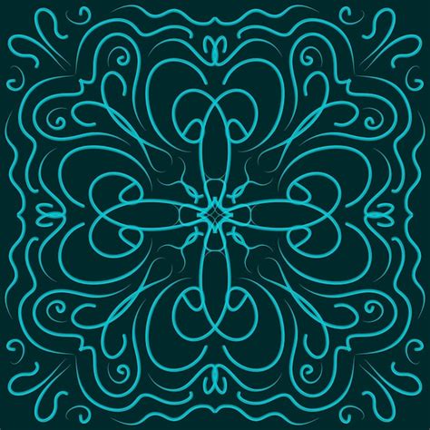 Premium Photo Cyan Doodle Floral Pattern