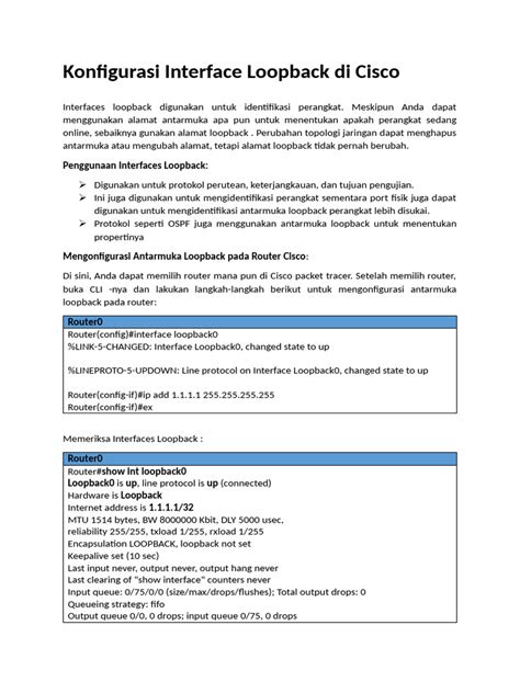 Konfigurasi Loopback Interface Cisco Pdf