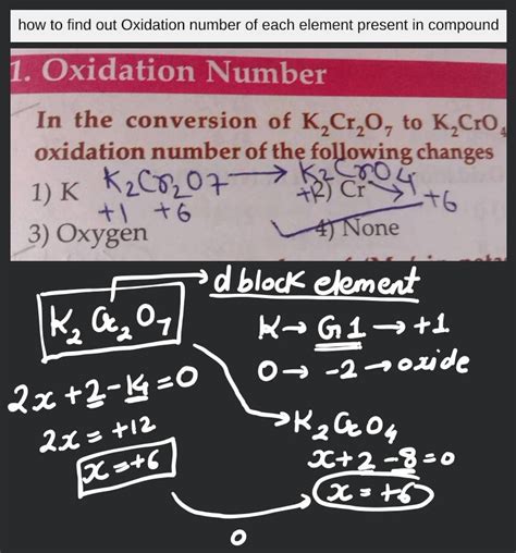 1 Oxidation Numberin The Conversion Of K2 Cr2 O7 To K2 Cro Oxidation N