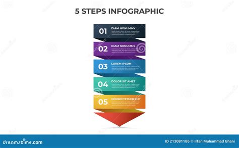 5 list diagram vertical row of steps layout with number of sequence