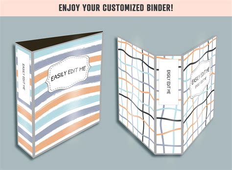 Hand Drawn Striped Pattern Binder Cover 10 Printable And Editable Binder