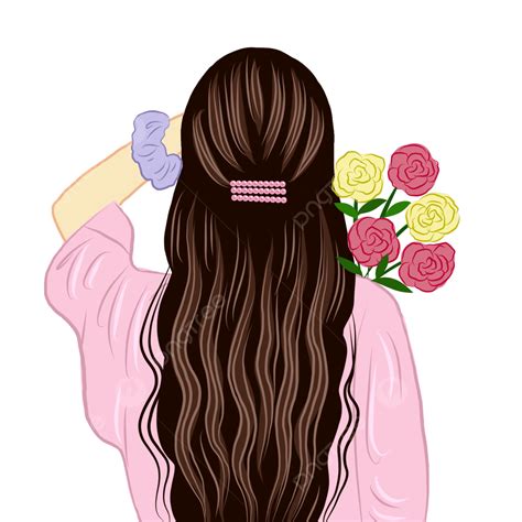 A Pretty Girl Illustration Holding Flowers Pretty Girl Faceless Art