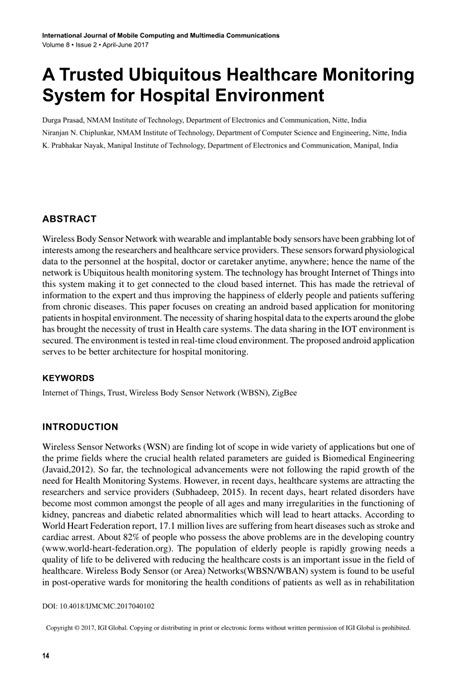 Pdf A Trusted Ubiquitous Healthcare Monitoring System For Hospital