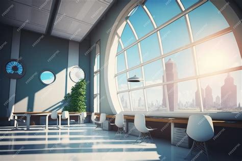 Intérieur De Lécole Moderne Et Futuriste Avec De Grandes Fenêtres Un Jour Dété Conçu Pour