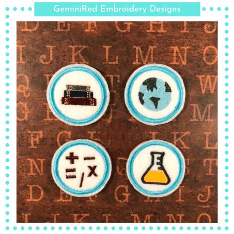 School Patch Badge Set 4×4 Geminired Embroidery Designs