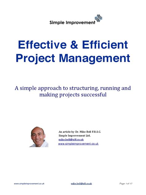 Effective And Efficient Project Management Pdf Risk